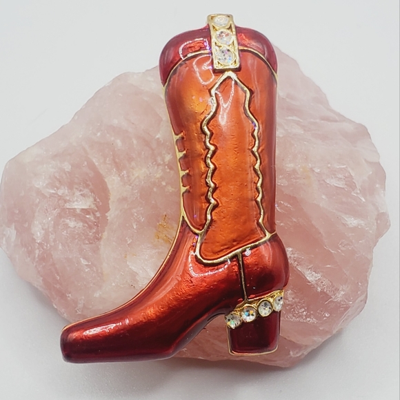 Vintage | Jewelry | Vintage Red Cowboy Boot Brooch Pin Western Rodeo ...